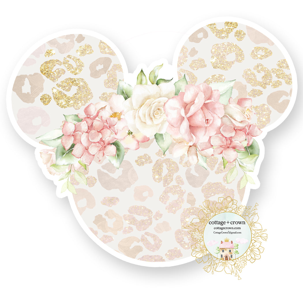 Ears Blush Leopard Print Gold Boho Vinyl Decal Sticker – cottage + crown