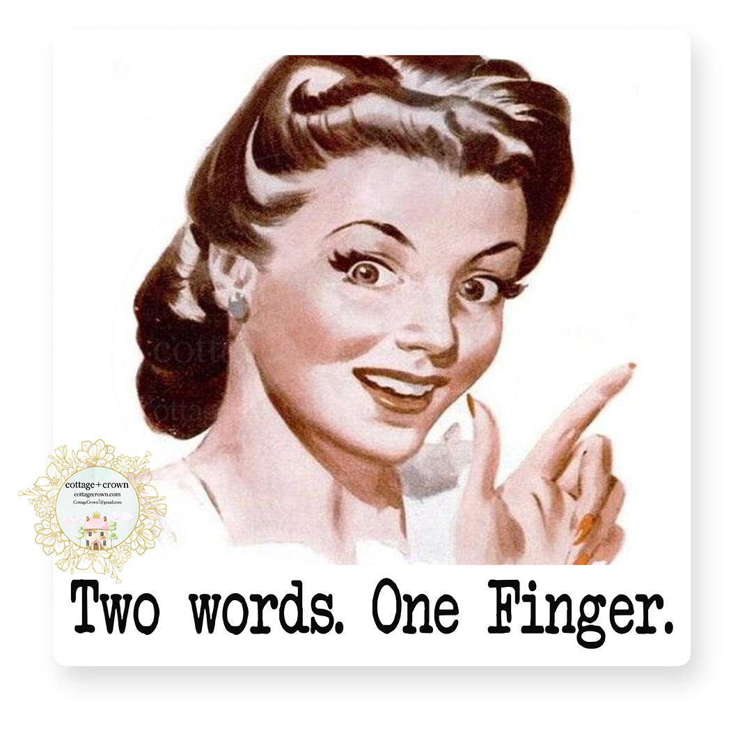 Two Words One Finger - Retro Housewife - Vinyl Decal Sticker – cottage ...